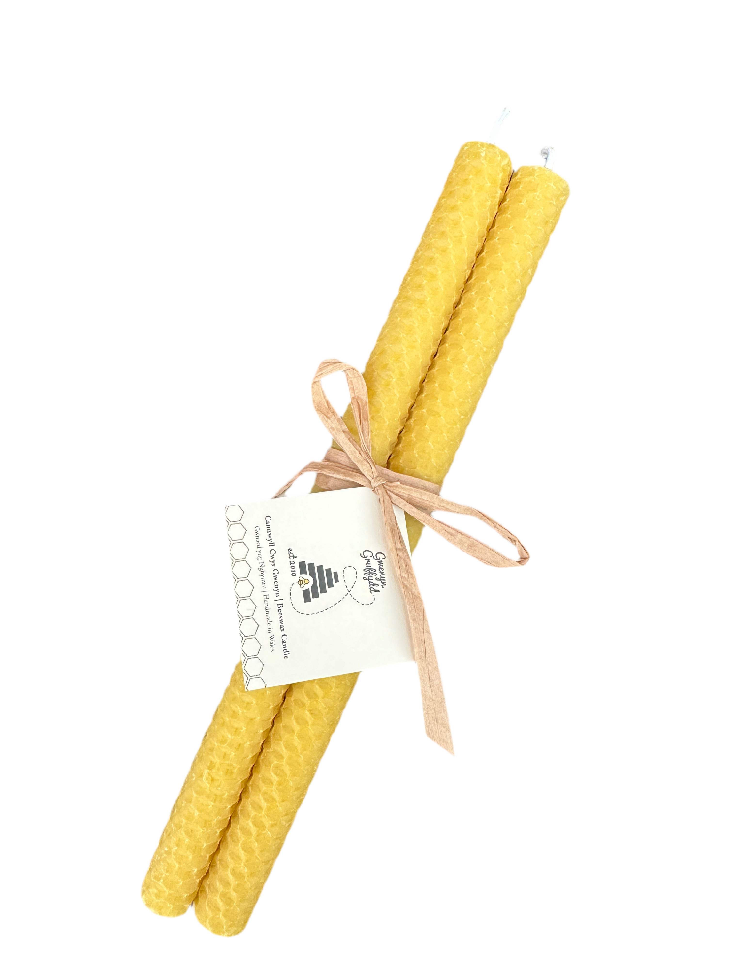 Hand-Rolled Natural Beeswax Dinner Candle Pair – Pure, Eco-Friendly ...